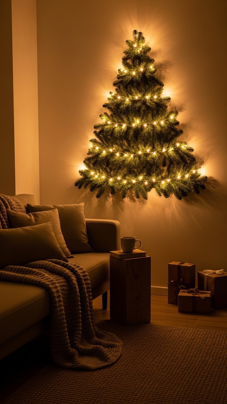 How to Create Space-Saving-DIY Christmas Wall Trees - craftfinest.com