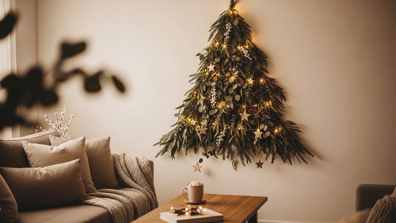 How to Create Space-Saving-DIY Christmas Wall Trees - craftfinest.com