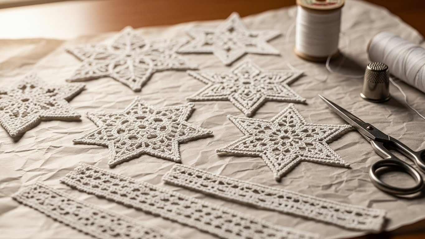 How to Make Elegant DIY Christmas Lace Stars - craftfinest.com